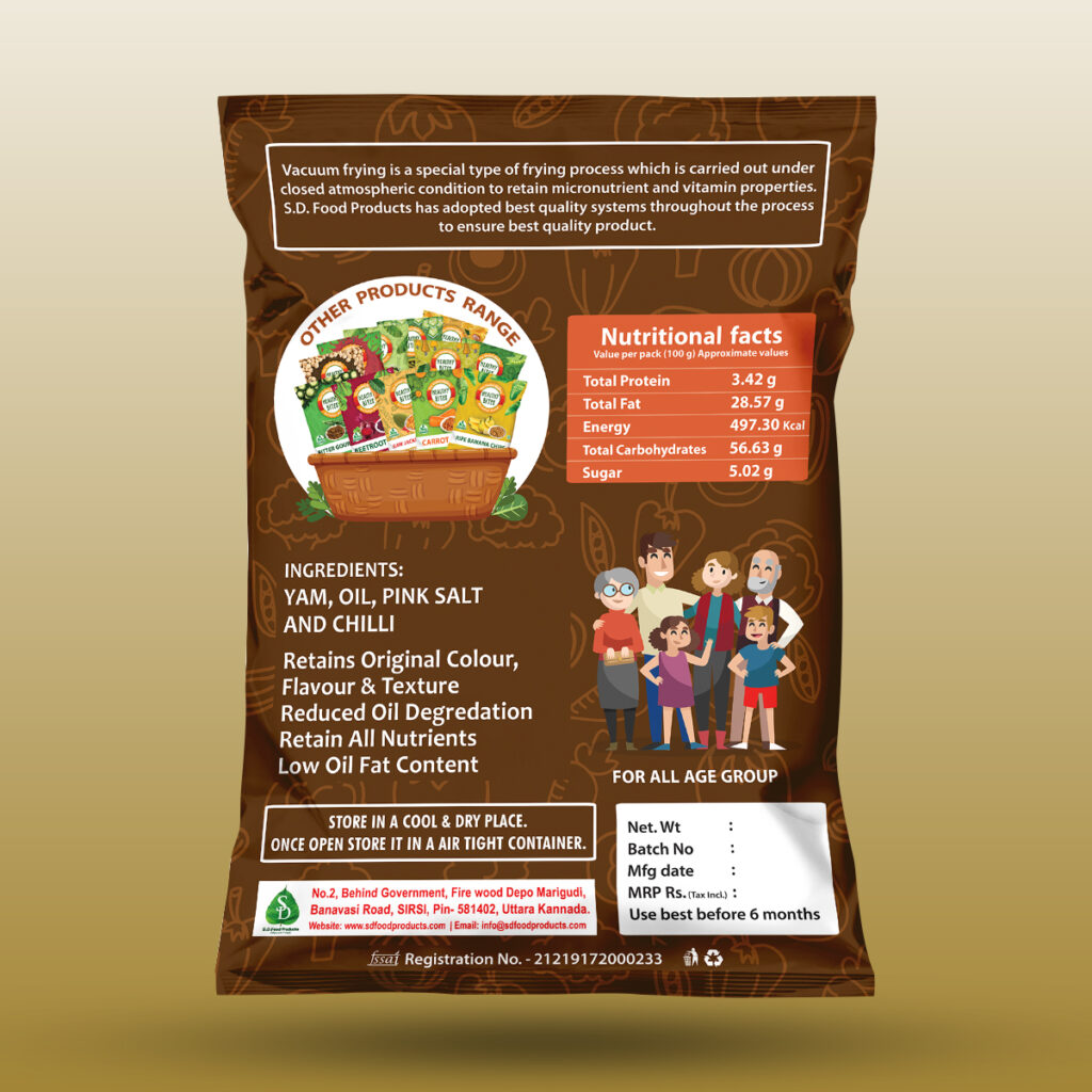 Elephant Yam (TARO) – Vacuum Fried Chips 100 gms – SD Food Products